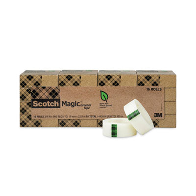 Scotch Magic Greener Tape, 1" Core, 0.75" x 75 ft, Clear, 16/Pack ...